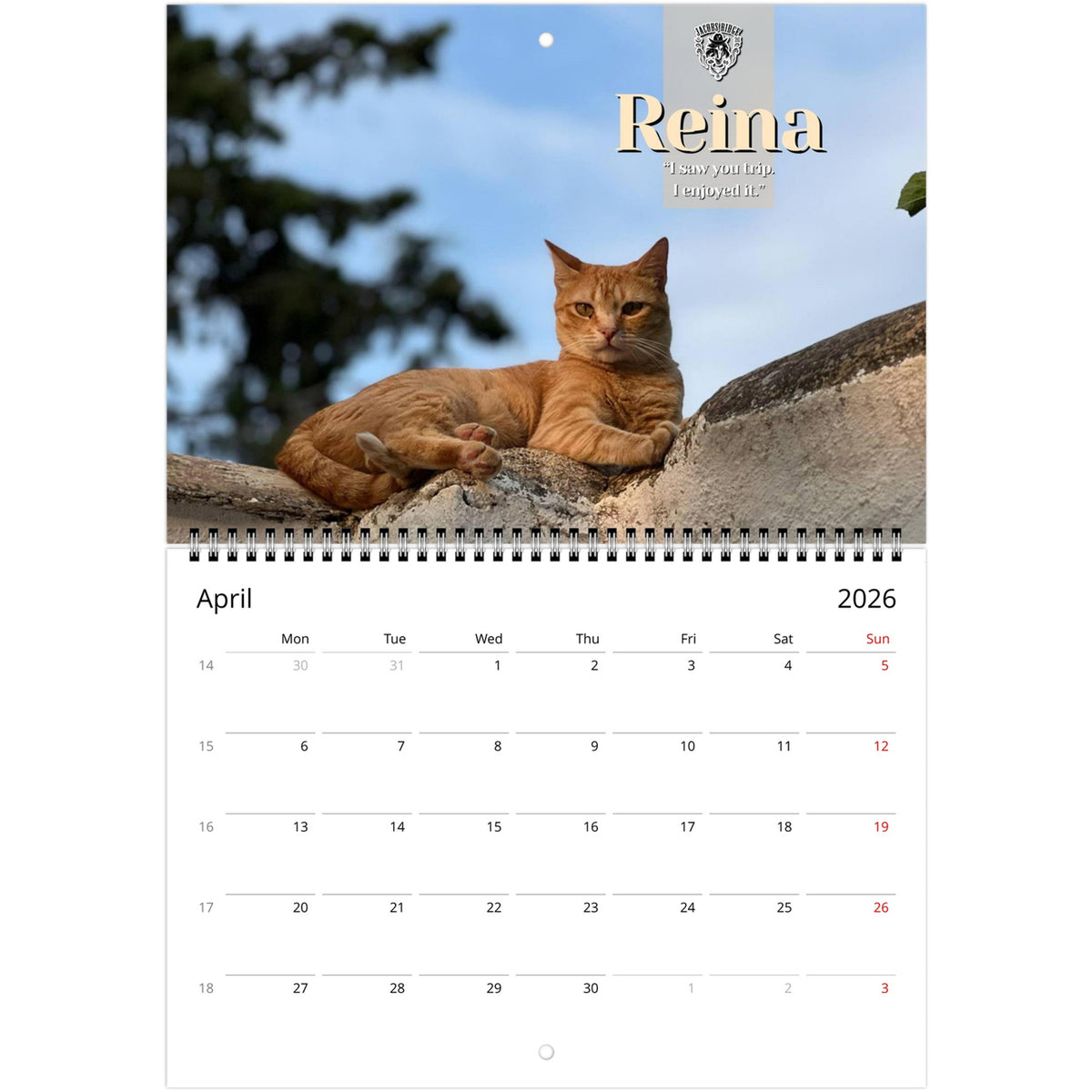 Jacobs Ridge Wall calendar 2026 (EU & UK) – Jacobs Ridge Sanctuary Ltd